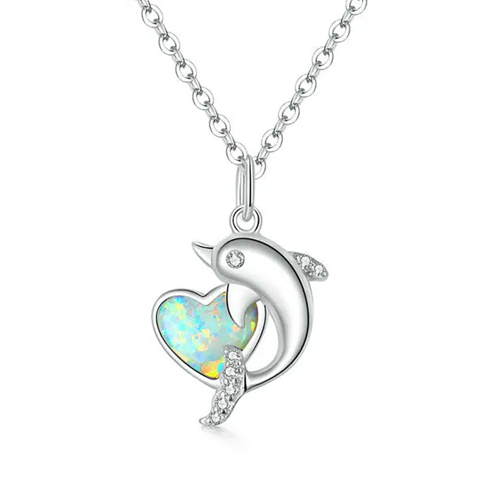 Dolphin Opal Heart Necklace | Citrus Reef