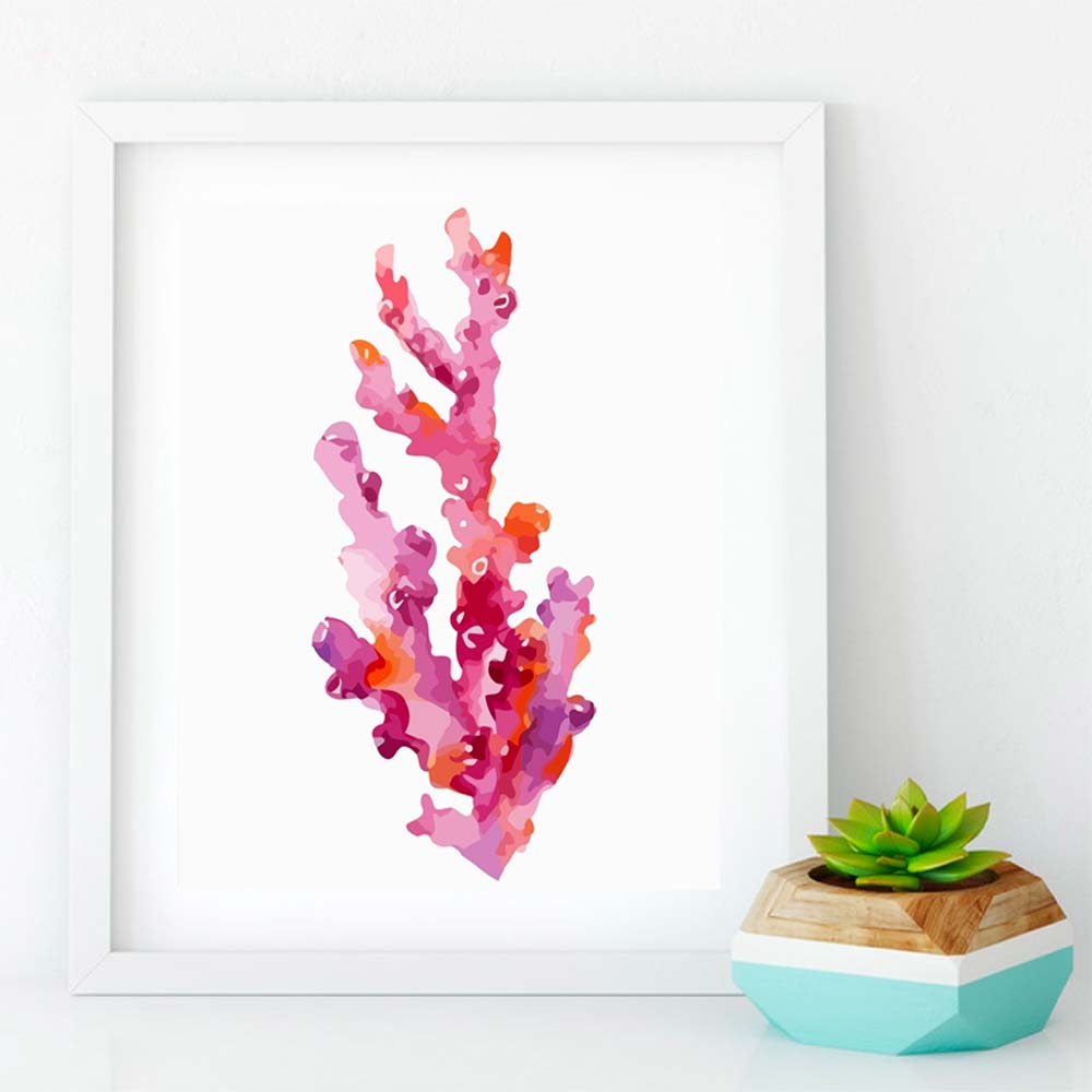 Watercolor Coral Canvas Prints | Citrus Reef