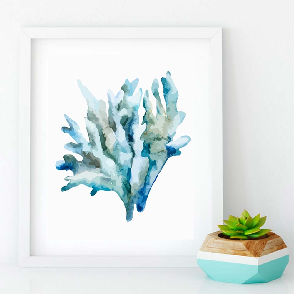 Watercolor Coral Canvas Prints | Citrus Reef