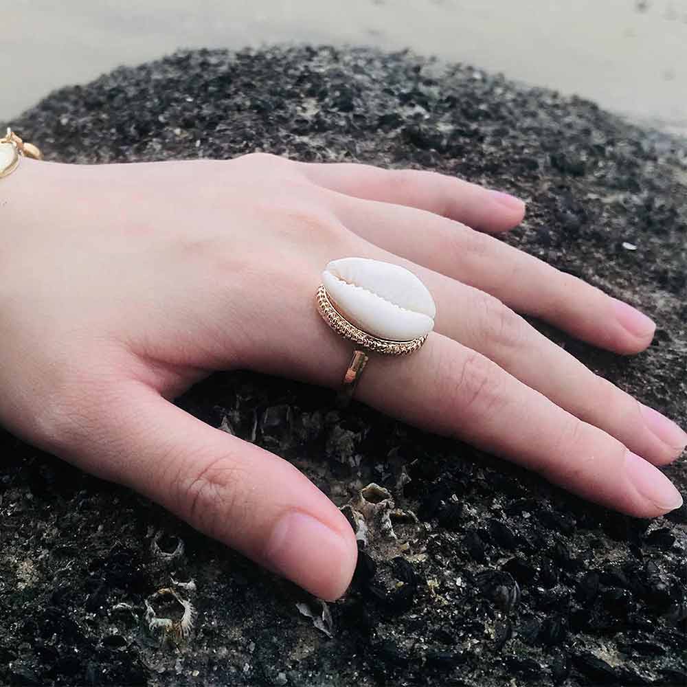 Gold Cowrie Shell Ring | Citrus Reef
