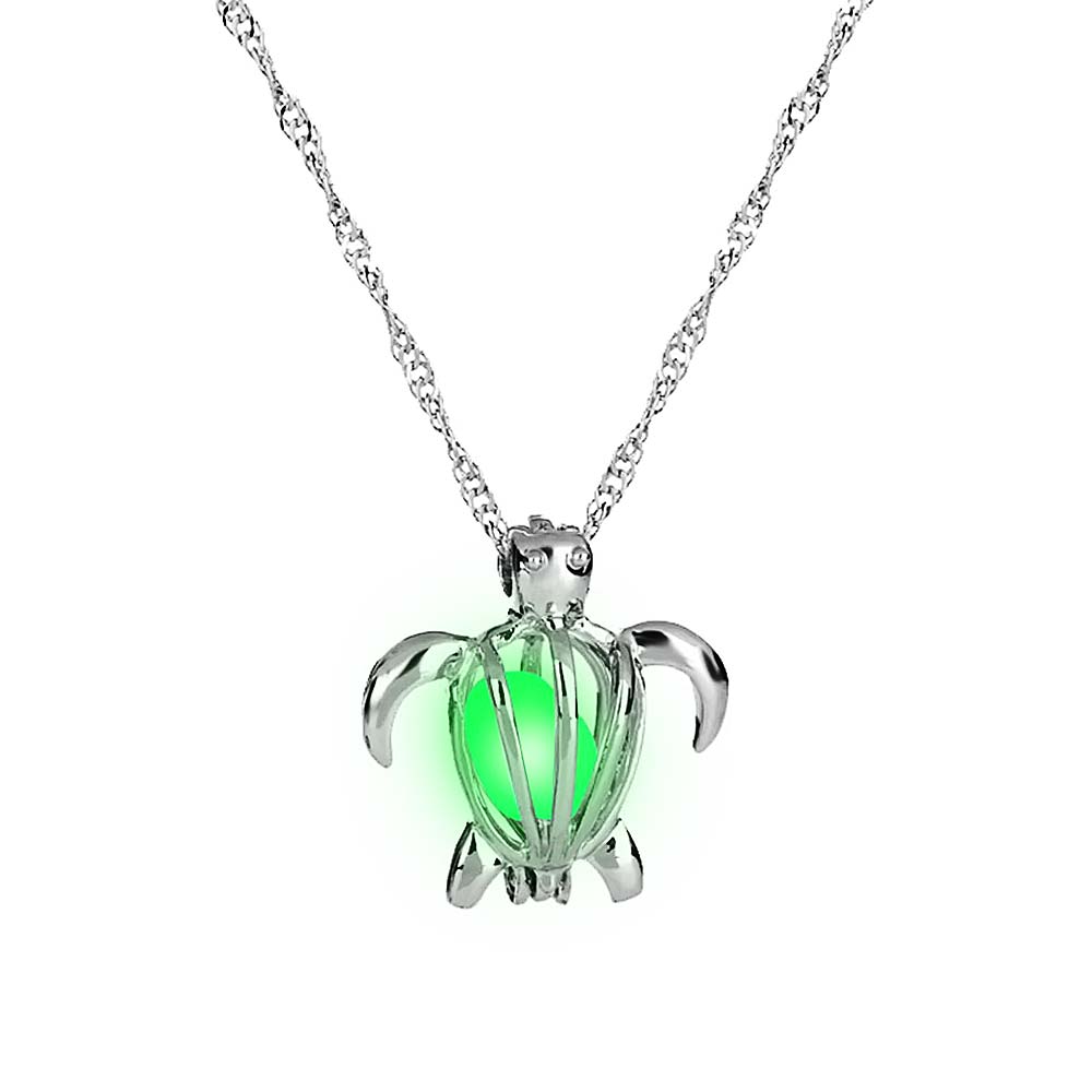 Glowing Green Sea Turtle Necklace | Citrus Reef