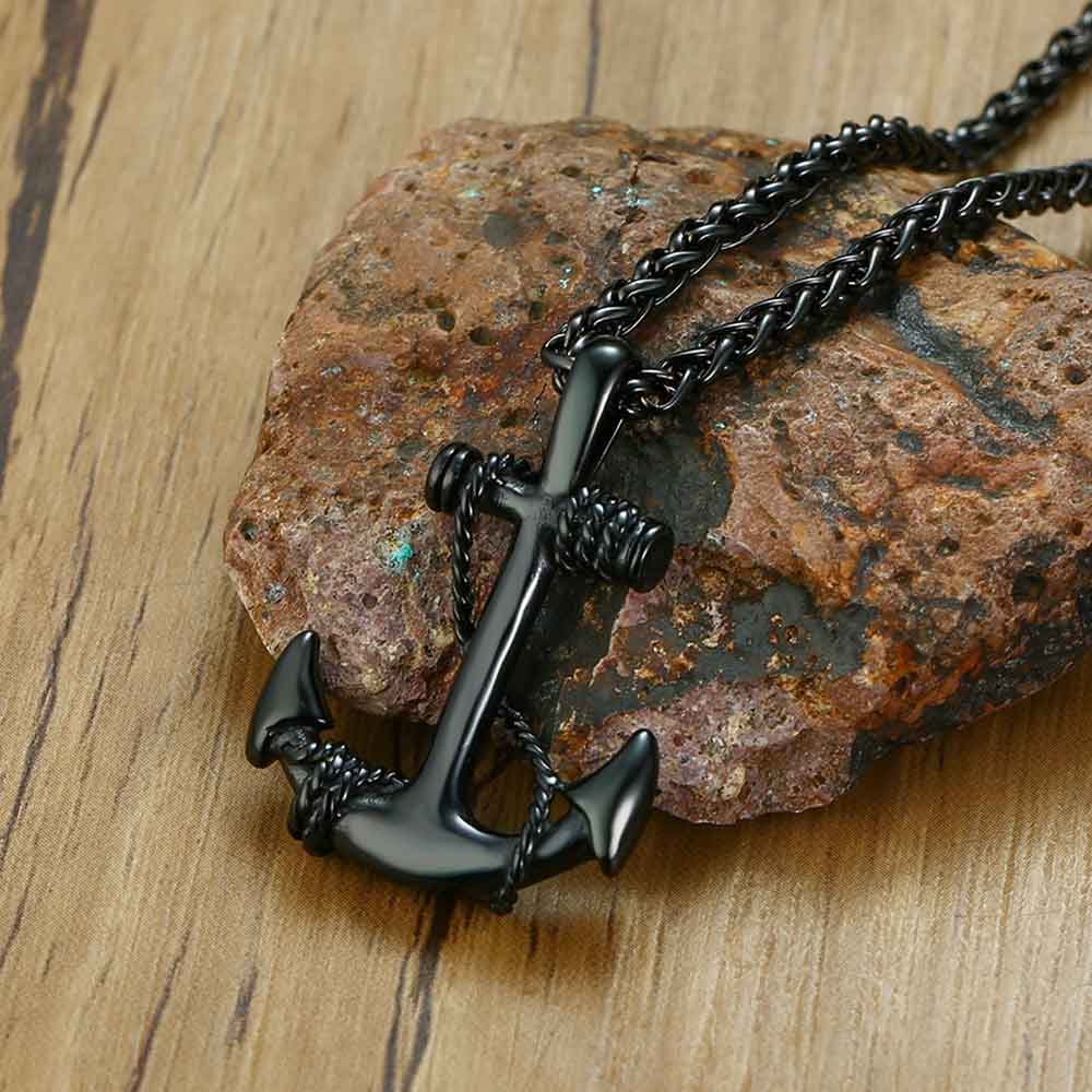 Men’s Black Anchor Necklace | Citrus Reef