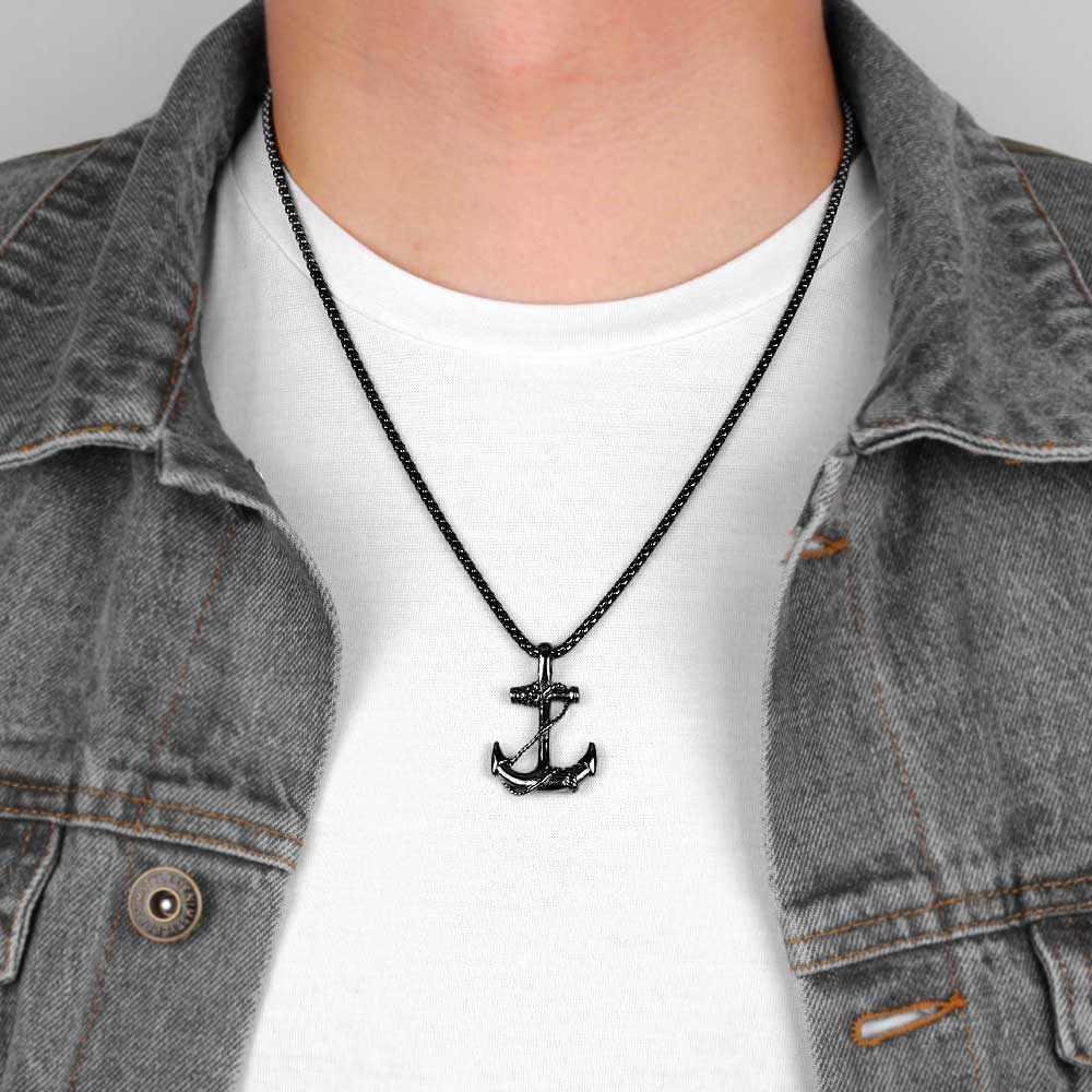 Men’s Black Anchor Necklace | Citrus Reef